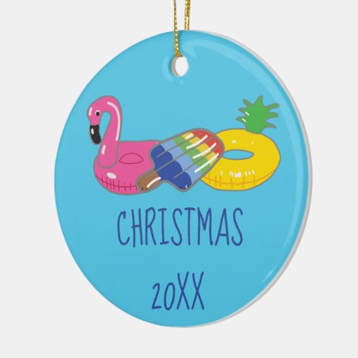 Summer Fun Pool Float Themed Christmas Ceramic Ornament | Zazzle