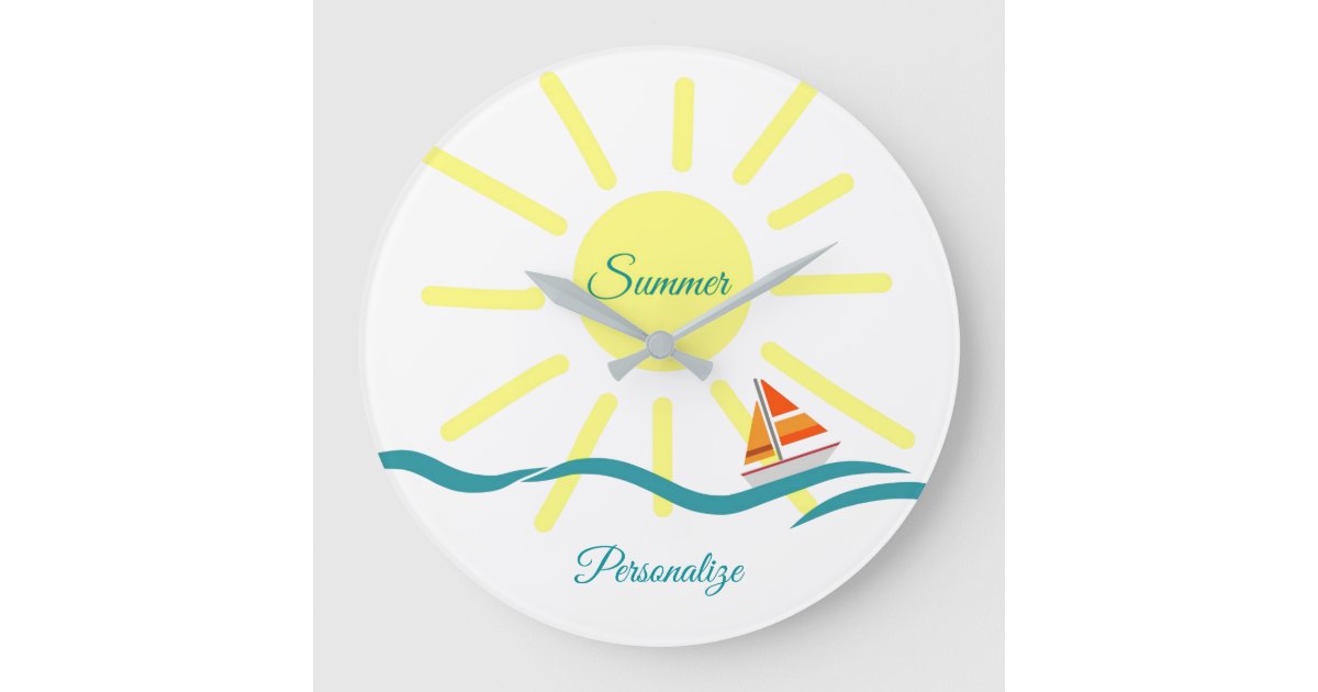 Summer Fun Sunshine Sailing Personalize Large Clock | Zazzle