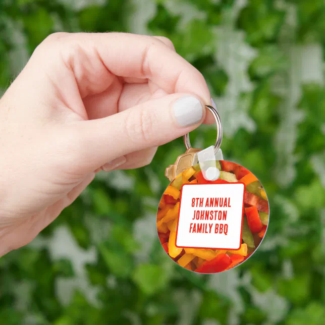 Summer Gathering Food Photo Family Reunion BBQ Keychain | Zazzle