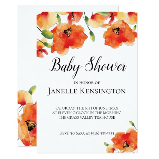 Summer Golden Poppy Baby Shower Invitation | Zazzle.com