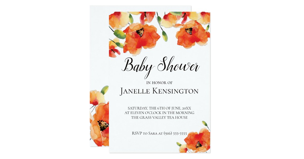 Summer Golden Poppy Baby Shower Invitation | Zazzle.com