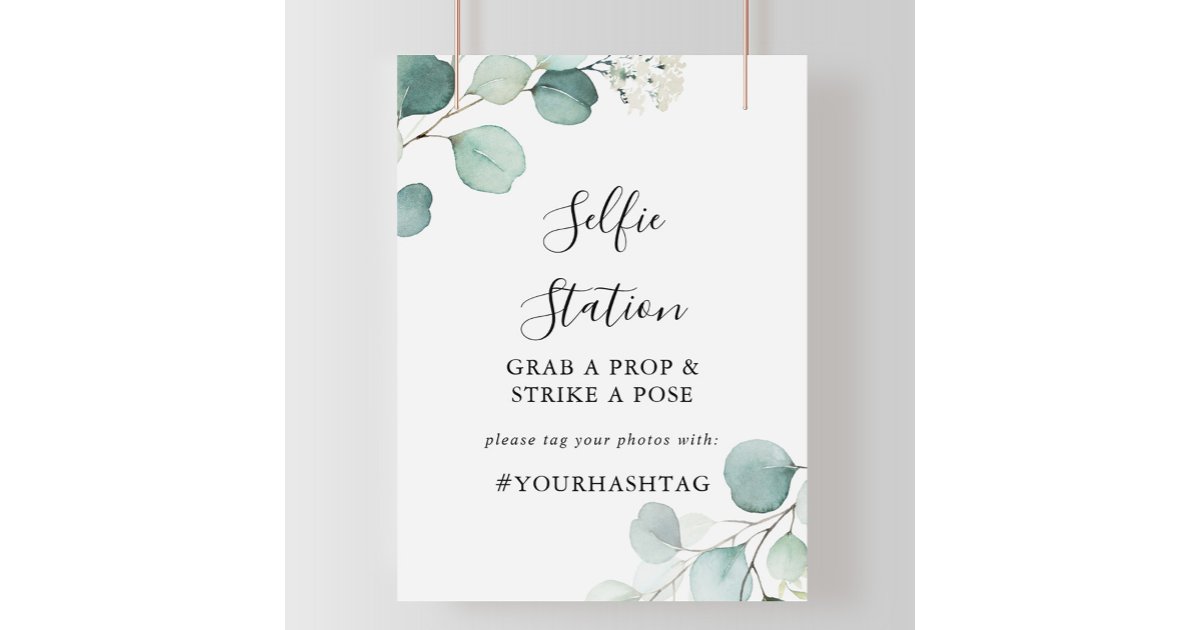 Summer Green Eucalyptus Selfie Station Sign | Zazzle