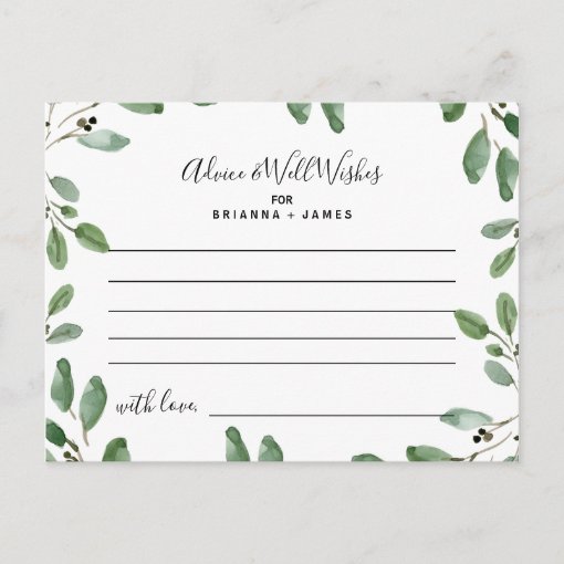 Summer Greenery Advice and Well Wishes card | Zazzle