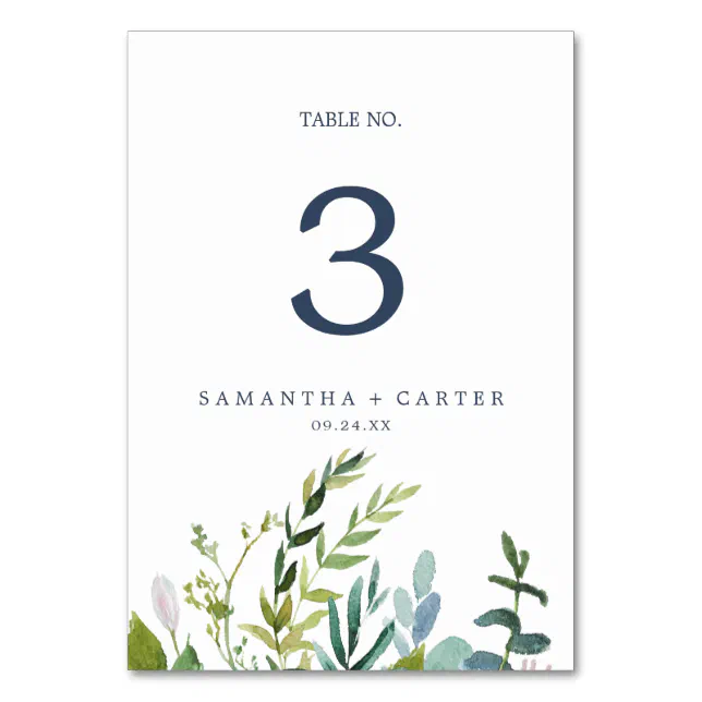 Summer Greenery Table Number | Zazzle