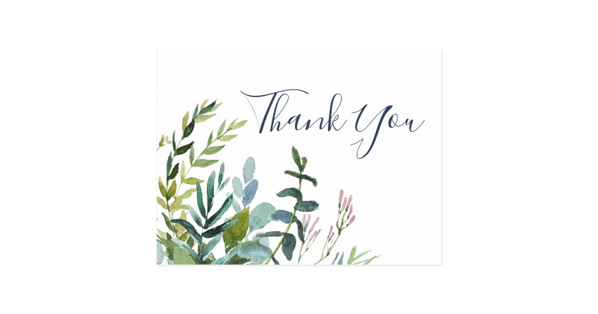 Summer Greenery Thank You Postcard | Zazzle.com