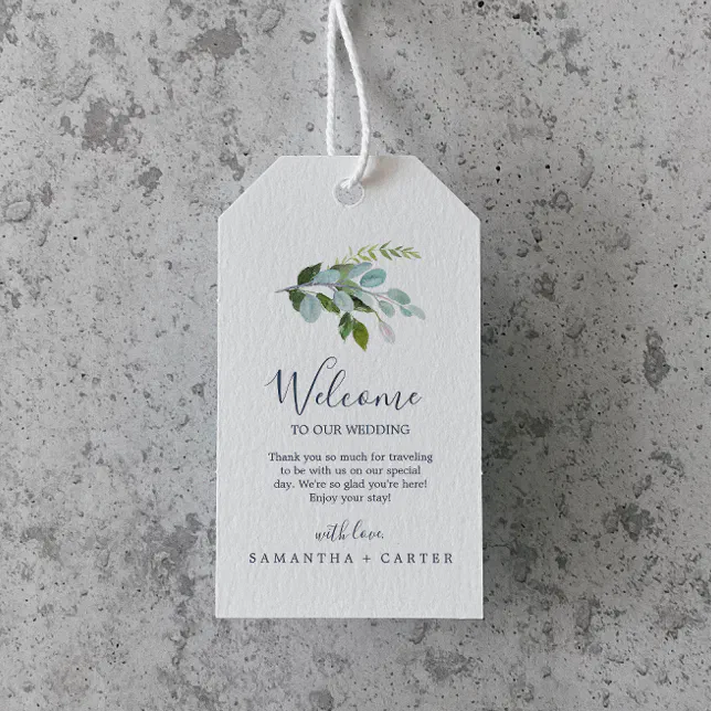 Summer Greenery Wedding Welcome Gift Tags | Zazzle