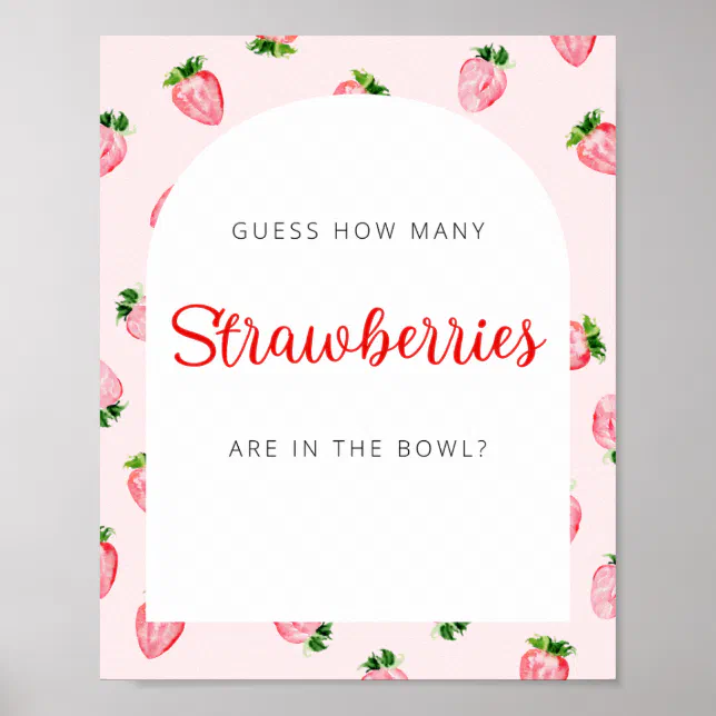 Summer How Many Strawberries Baby Shower Sign | Zazzle