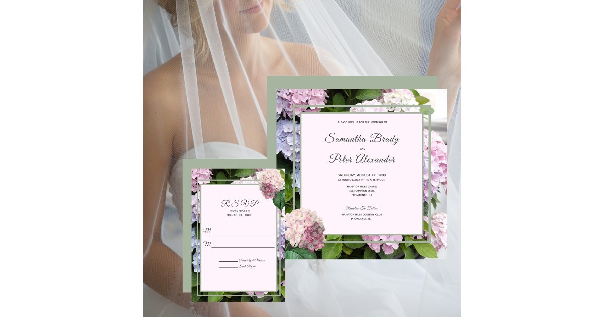 Summer Hydrangea Blossoms Wedding Invitation | Zazzle