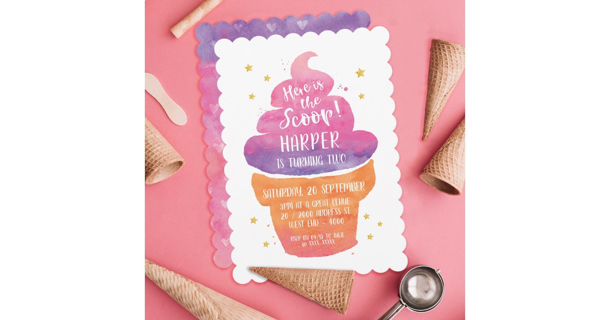 Summer Ice Cream Birthday Party Invitation | Zazzle