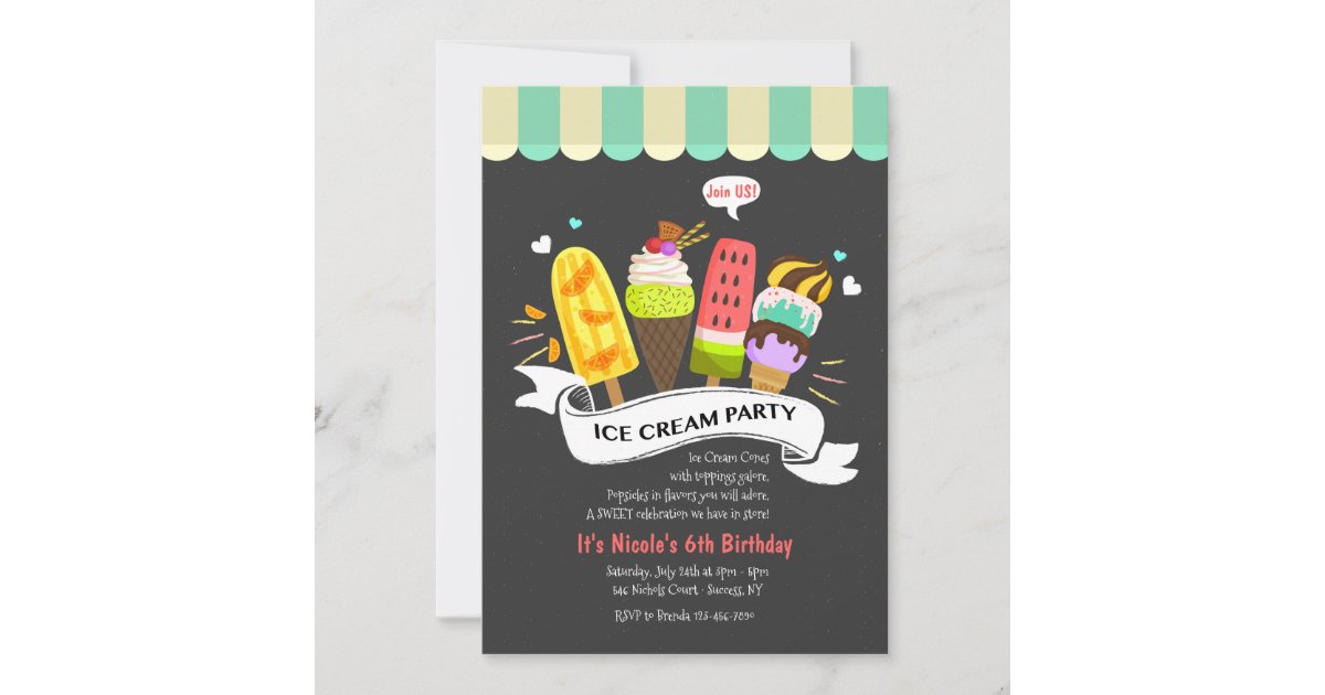 Summer Ice Cream Party Invitation | Zazzle