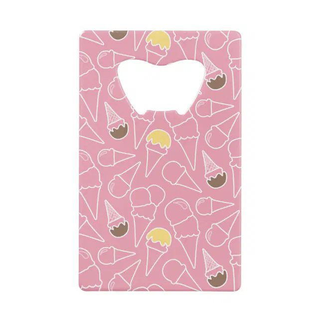 Summer Ice Cream Pattern Credit Card Bottle Opener | Zazzle