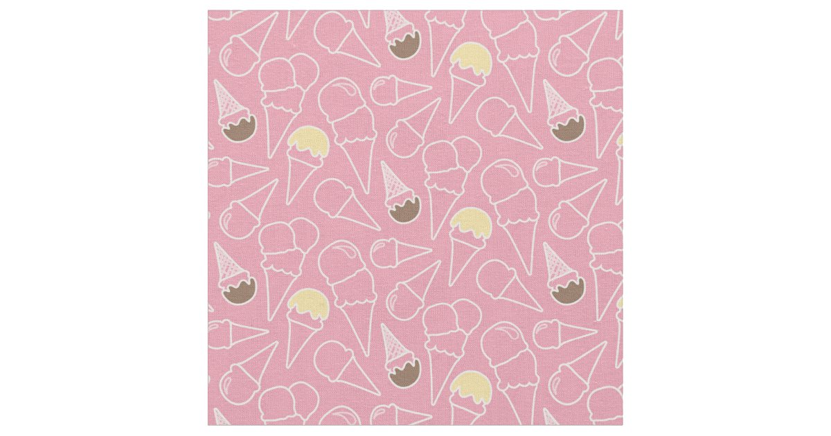 Summer Ice Cream Pattern Fabric | Zazzle