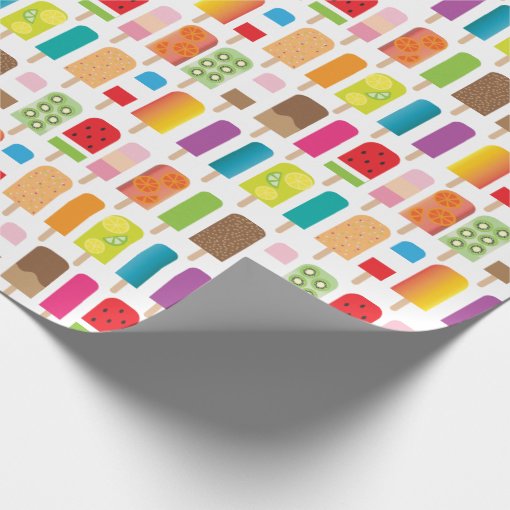 Summer Ice Cream Popsicles Frozen Dessert Treats Wrapping Paper | Zazzle