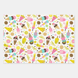 Summer Ice Cream Wrapping Paper Set of 3 | Zazzle