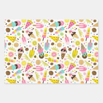 Summer Ice Cream Wrapping Paper Set of 3 | Zazzle