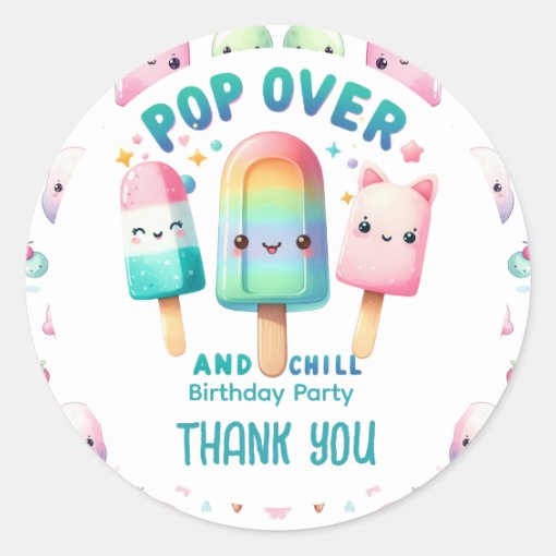 Summer Ice Pop Popsicle Ice Cream Birthday Kids Classic Round Sticker ...