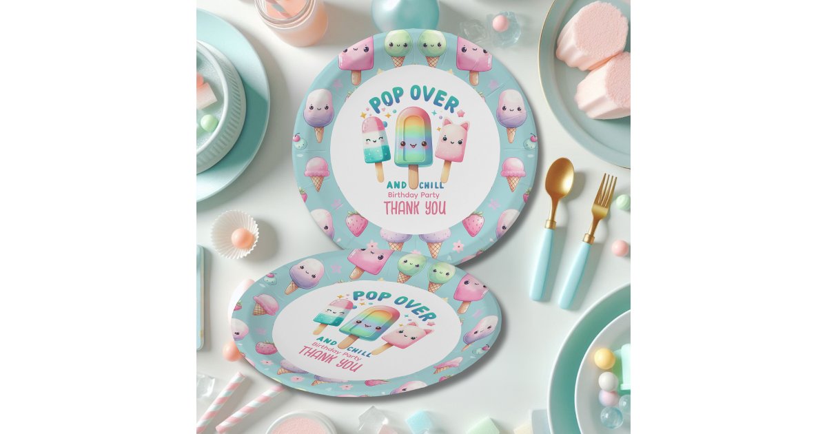 Summer Ice Pop Popsicle Ice Cream Birthday Kids Paper Plates | Zazzle