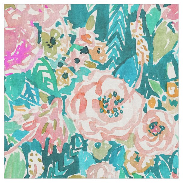 Summer Watercolor Floral Pattern Fabric | Zazzle.com