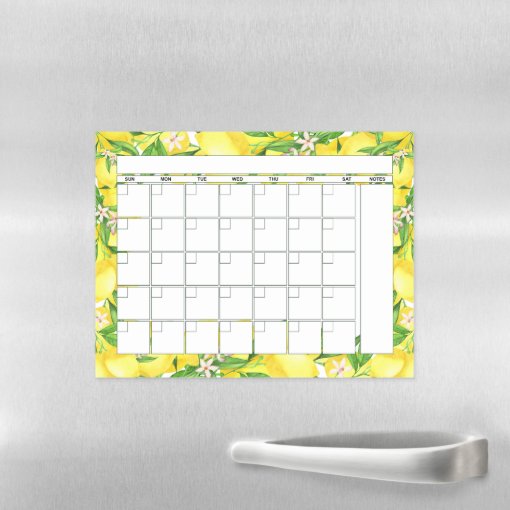 Summer Lemon Blossom Monthly Planner Calendar Magnetic Dry Erase Sheet ...