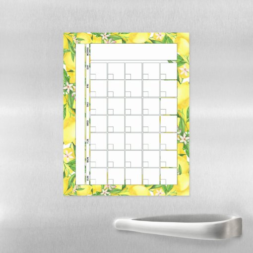 Summer Lemon Blossom Monthly Planner Calendar Magnetic Dry Erase Sheet ...