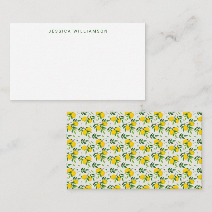 Summer Lemon Fruit Custom Name Gift Enclosure Note Card | Zazzle