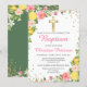 Summer Lemon Greenery Pink Floral Girl Baptism Invitation | Zazzle