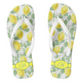 Summer Lemon Pattern Initial Yellow White Lemonade Flip Flops | Zazzle