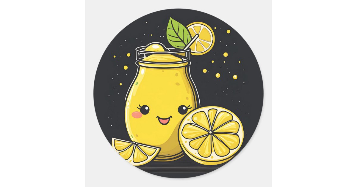 Summer Lemonade Kawaii Classic Round Sticker | Zazzle