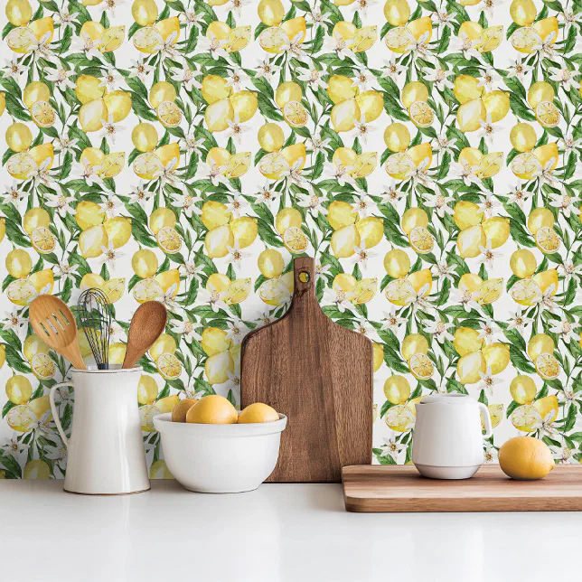 Summer lemons and lemon blossom pattern ceramic tile | Zazzle