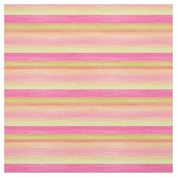 Summer Lime Yellow Pink Coral Red Stripes Pattern Fabric | Zazzle