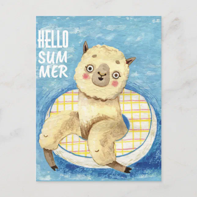 Summer Llama Postcard | Zazzle