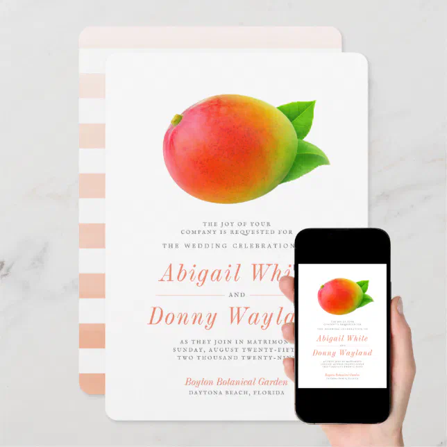 Summer Mango | Wedding Celebration Invitation | Zazzle