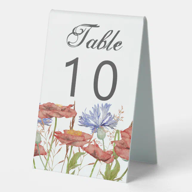 Summer meadow flowers table number table tent sign | Zazzle