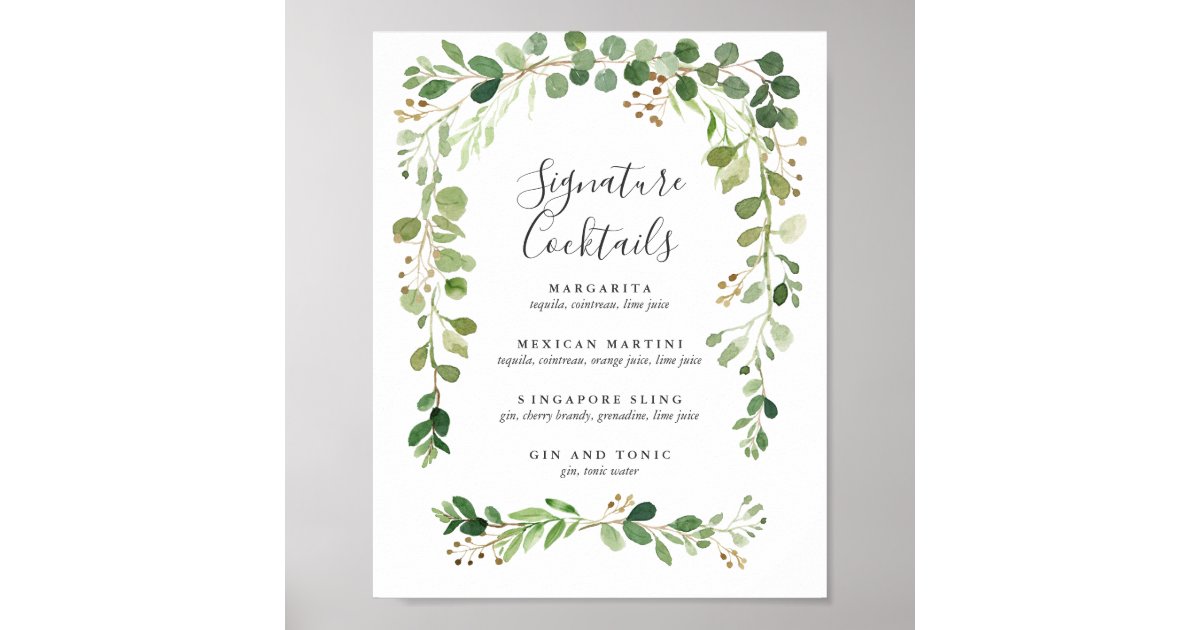 Summer meadow | Signature Cocktail Menu Sign | Zazzle