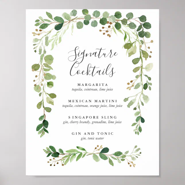 Summer meadow | Signature Cocktail Menu Sign | Zazzle