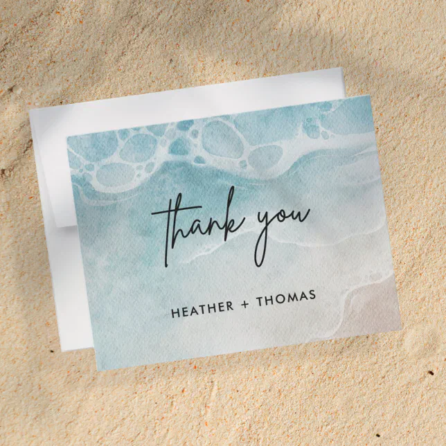 Summer Modern Beach Wedding Thank You Card | Zazzle