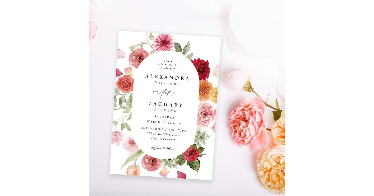 Summer Multi Color Floral Wedding 2 Invitation | Zazzle