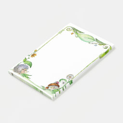 Summer nature hedgehog watercolor frame post-it notes | Zazzle