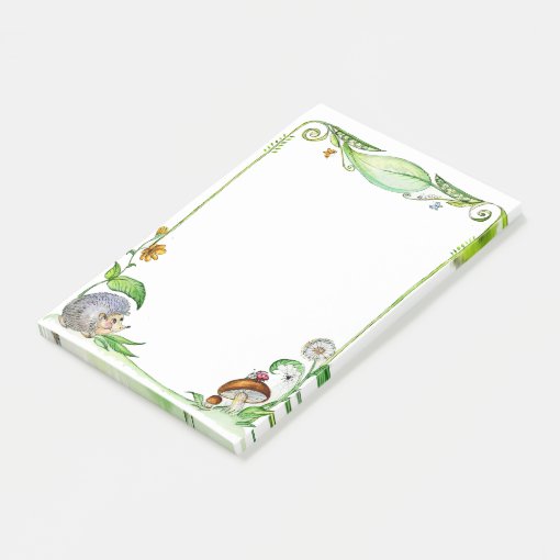 Summer nature hedgehog watercolor frame post-it notes | Zazzle