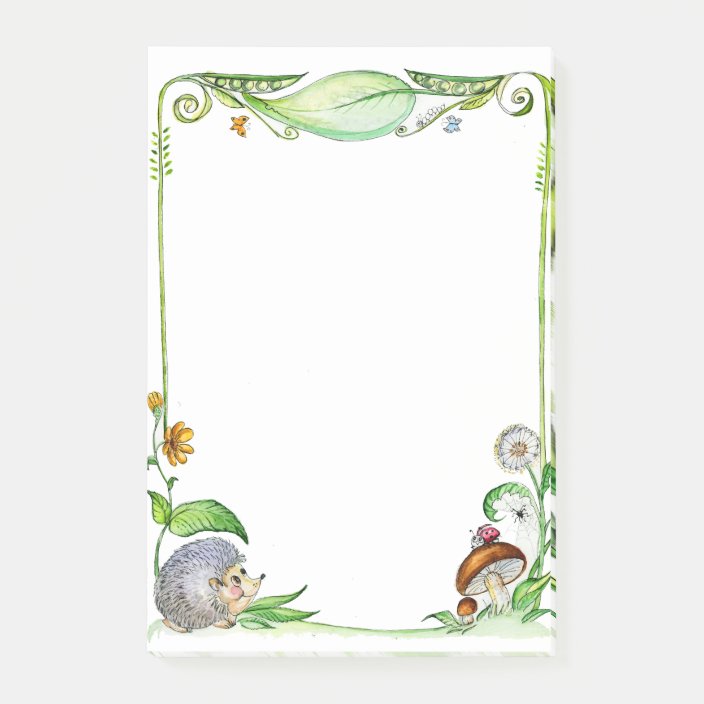 Summer nature hedgehog watercolor frame post-it notes | Zazzle.com