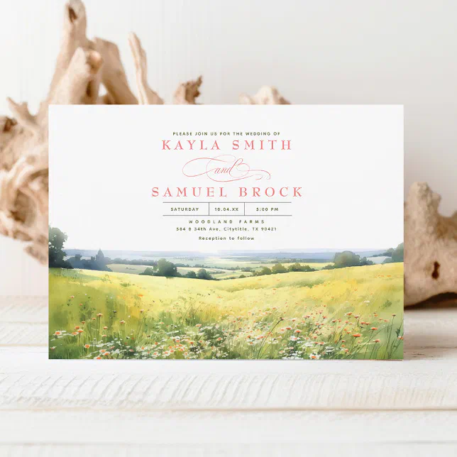 Summer Nature Meadow and Wildflowers Wedding Invit Invitation | Zazzle