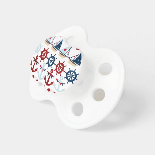 Summer Nautical Theme Anchors Sail Boats Helms Pacifier | Zazzle