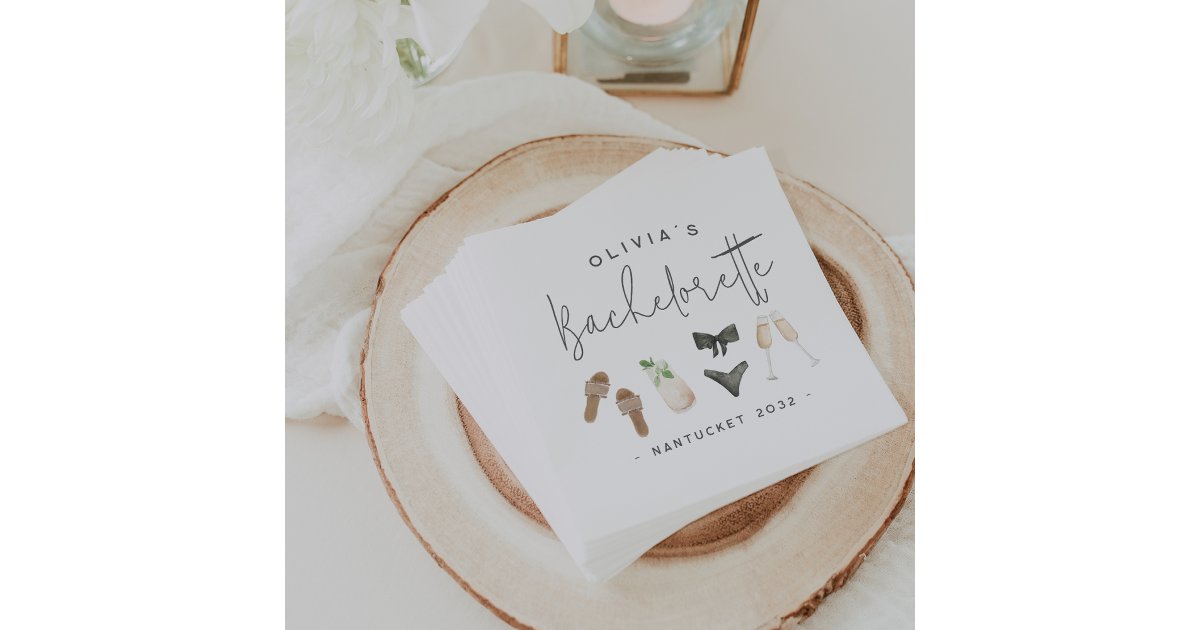 Summer Neutrals Personalized Bachelorette Party Napkins | Zazzle