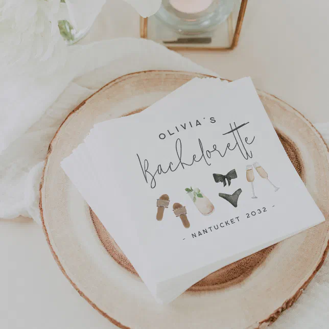 Summer Neutrals Personalized Bachelorette Party Napkins | Zazzle
