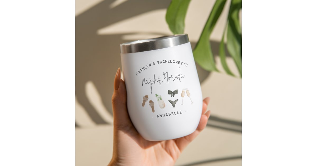 Summer Neutrals Personalized Bachelorette Party Thermal Wine Tumbler ...