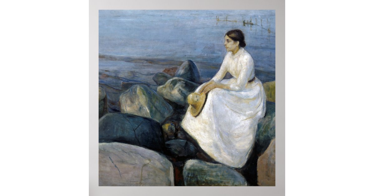 Summer Night. Inger on the Beach by Edvard Munch Poster | Zazzle