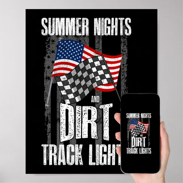 Summer Nights Dirt Track Lights Racing Motocross Poster | Zazzle