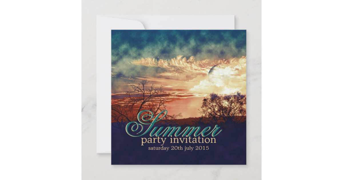 Summer Nights Outdoor Rustic Party Invitation | Zazzle