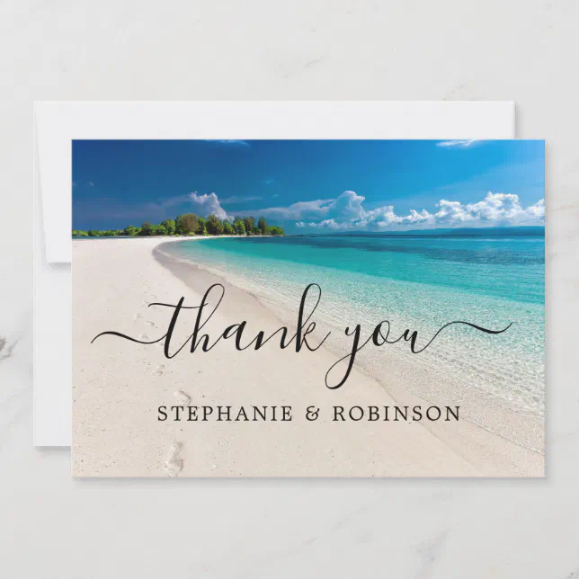 Summer Ocean Beach Wedding Thank You Card | Zazzle