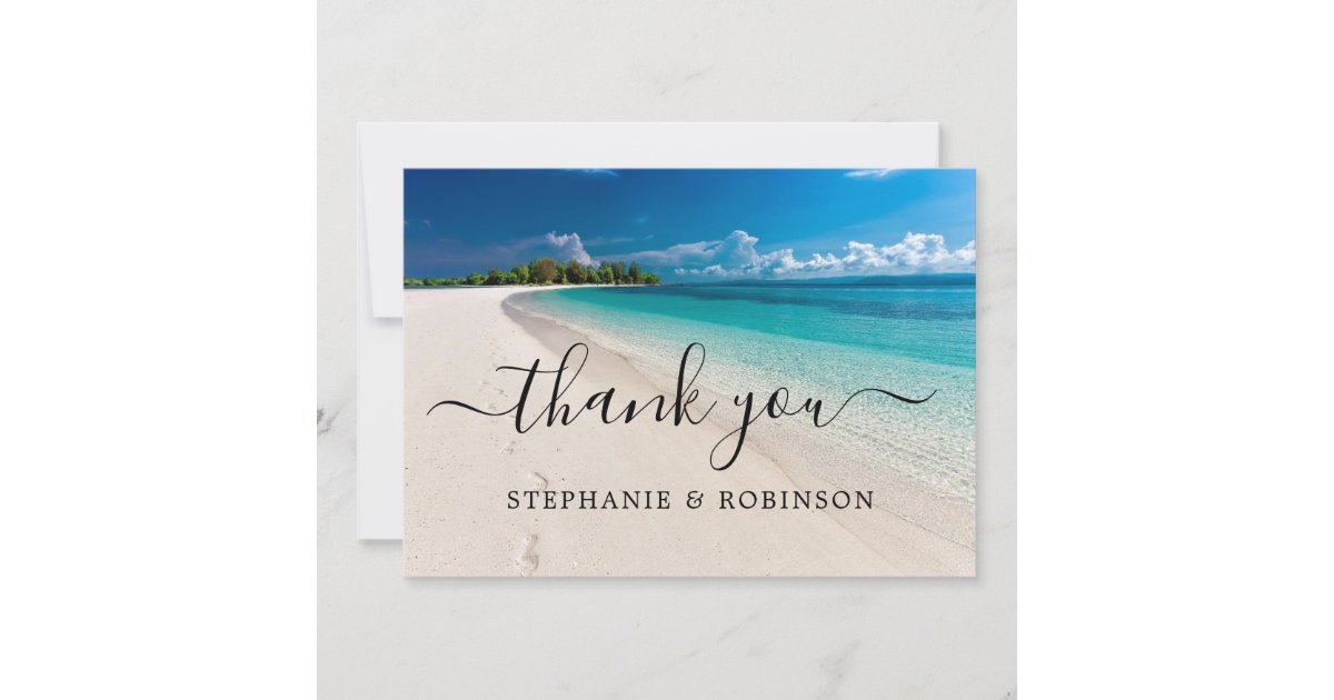 Summer Ocean Beach Wedding Thank You Card | Zazzle